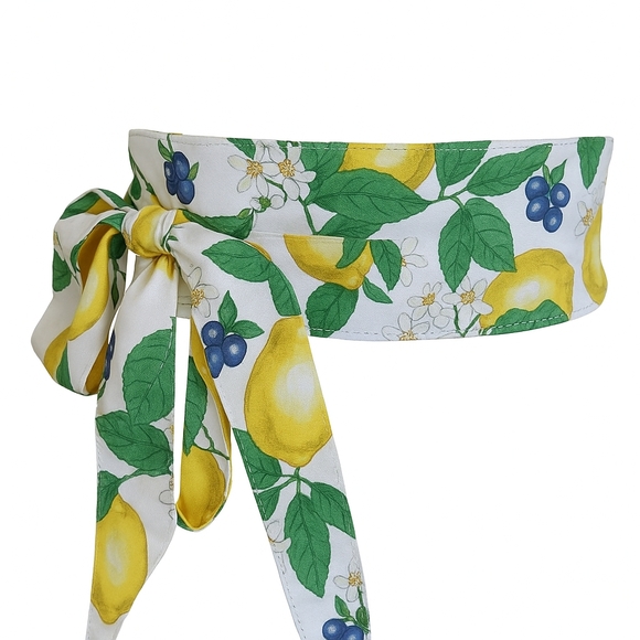 Handmade | Accessories | Lemon Print Obi Belt Reversible Wrap Belt For ...